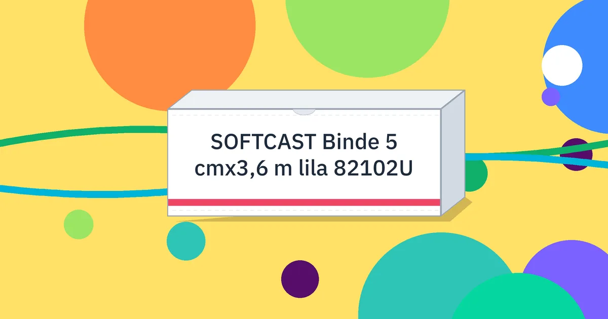Symbolbild: Packung mit der Aufschrift SOFTCAST Binde 5 cmx3,6 m lila 82102U (PZN 02697011) – Verfügbarkeit und Bezug in Apotheken in Frankfurt am Main