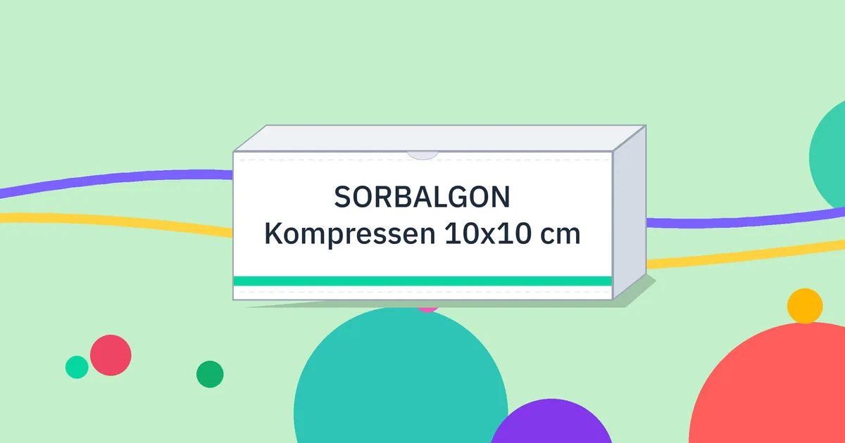 Symbolbild: Packung mit der Aufschrift SORBALGON Kompressen 10x10 cm (PZN 04392675) – Verfügbarkeit und Bezug in Apotheken in Frankfurt am Main