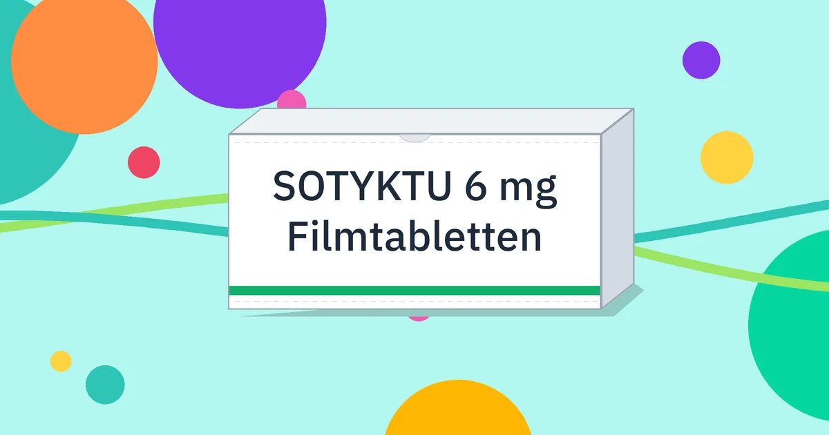 Symbolbild: Packung mit der Aufschrift SOTYKTU 6 mg Filmtabletten (PZN 18073815) – Verfügbarkeit und Bezug in Apotheken in Frankfurt am Main