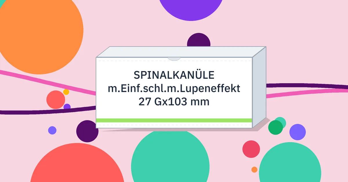 Symbolbild: Packung mit der Aufschrift SPINALKANÜLE m.Einf.schl.m.Lupeneffekt 27 Gx103 mm (PZN 03949934) – Verfügbarkeit und Bezug in Apotheken in Frankfurt am Main