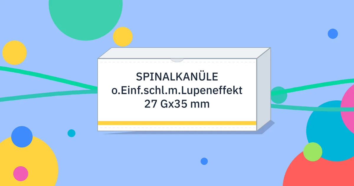Symbolbild: Packung mit der Aufschrift SPINALKANÜLE o.Einf.schl.m.Lupeneffekt 27 Gx35 mm (PZN 03949851) – Verfügbarkeit und Bezug in Apotheken in Frankfurt am Main