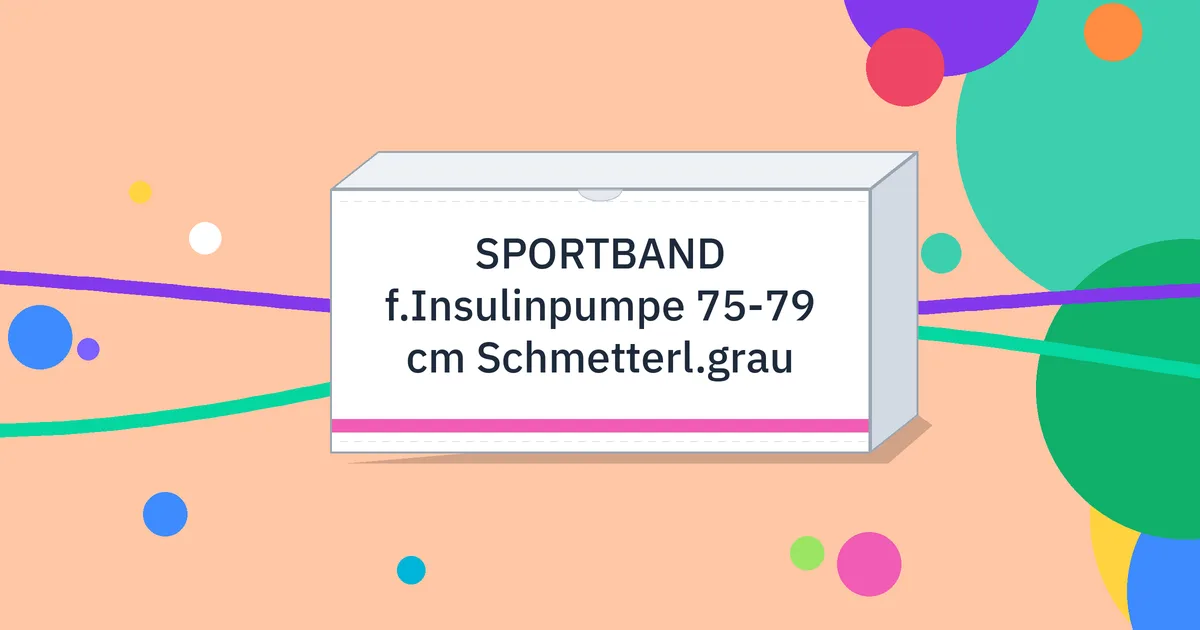 Symbolbild: Packung mit der Aufschrift SPORTBAND f.Insulinpumpe 75-79 cm Schmetterl.grau (PZN 13916396) – Verfügbarkeit und Bezug in Apotheken in Frankfurt am Main