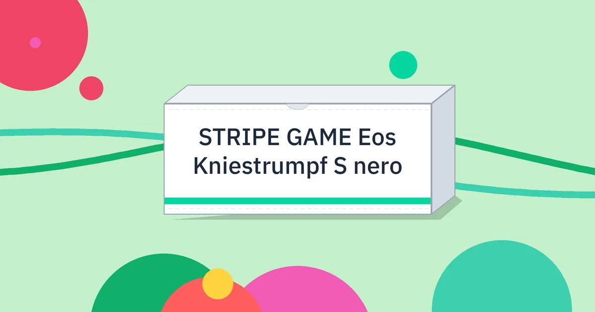 Symbolbild: Packung mit der Aufschrift STRIPE GAME Eos Kniestrumpf S nero (PZN 20719986) – Verfügbarkeit und Bezug in Apotheken in Frankfurt am Main