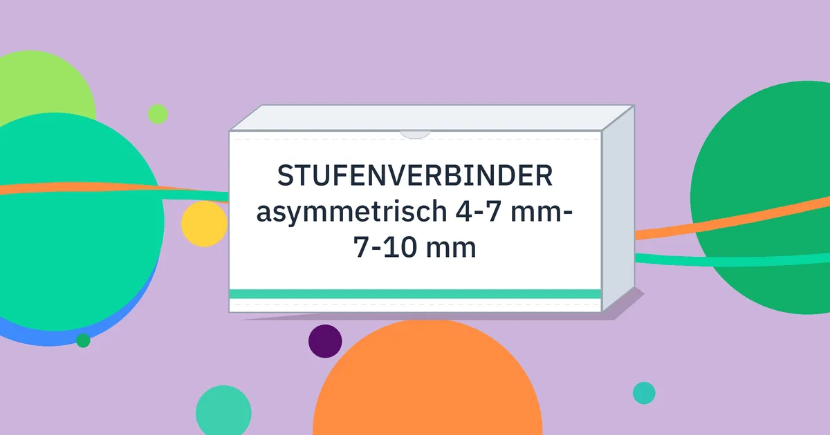 Symbolbild: Packung mit der Aufschrift STUFENVERBINDER asymmetrisch 4-7 mm-7-10 mm (PZN 17932564) – Verfügbarkeit und Bezug in Apotheken in Frankfurt am Main