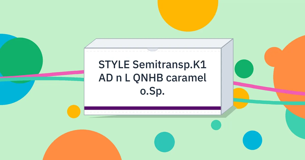 Symbolbild: Packung mit der Aufschrift STYLE Semitransp.K1 AD n L QNHB caramel o.Sp. (PZN 18869365) – Verfügbarkeit und Bezug in Apotheken in Frankfurt am Main