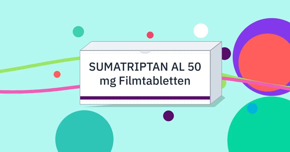 Symbolbild: Packung mit der Aufschrift SUMATRIPTAN AL 50 mg Filmtabletten (PZN 04781974) – Verfügbarkeit und Bezug in Apotheken in Frankfurt am Main