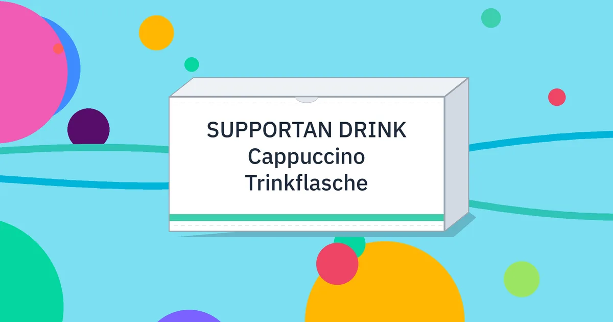 Symbolbild: Packung mit der Aufschrift SUPPORTAN DRINK Cappuccino Trinkflasche (PZN 00191514) – Verfügbarkeit und Bezug in Apotheken in Frankfurt am Main