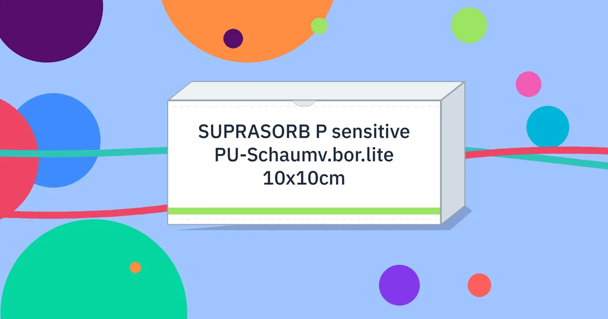 Symbolbild: Packung mit der Aufschrift SUPRASORB P sensitive PU-Schaumv.bor.lite 10x10cm (PZN 17215319) – Verfügbarkeit und Bezug in Apotheken in Frankfurt am Main