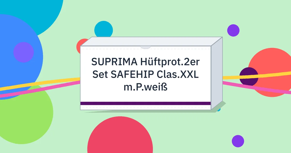 Symbolbild: Packung mit der Aufschrift SUPRIMA Hüftprot.2er Set SAFEHIP Clas.XXL m.P.weiß (PZN 13818570) – Verfügbarkeit und Bezug in Apotheken in Frankfurt am Main