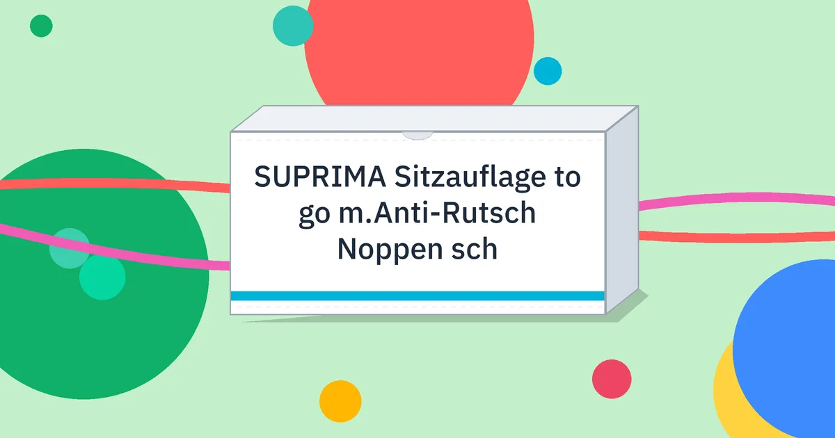 Symbolbild: Packung mit der Aufschrift SUPRIMA Sitzauflage to go m.Anti-Rutsch Noppen sch (PZN 18401047) – Verfügbarkeit und Bezug in Apotheken in Frankfurt am Main