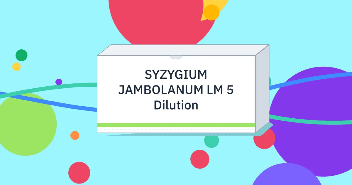 Symbolbild: Packung mit der Aufschrift SYZYGIUM JAMBOLANUM LM 5 Dilution (PZN 13212057) – Verfügbarkeit und Bezug in Apotheken in Frankfurt am Main