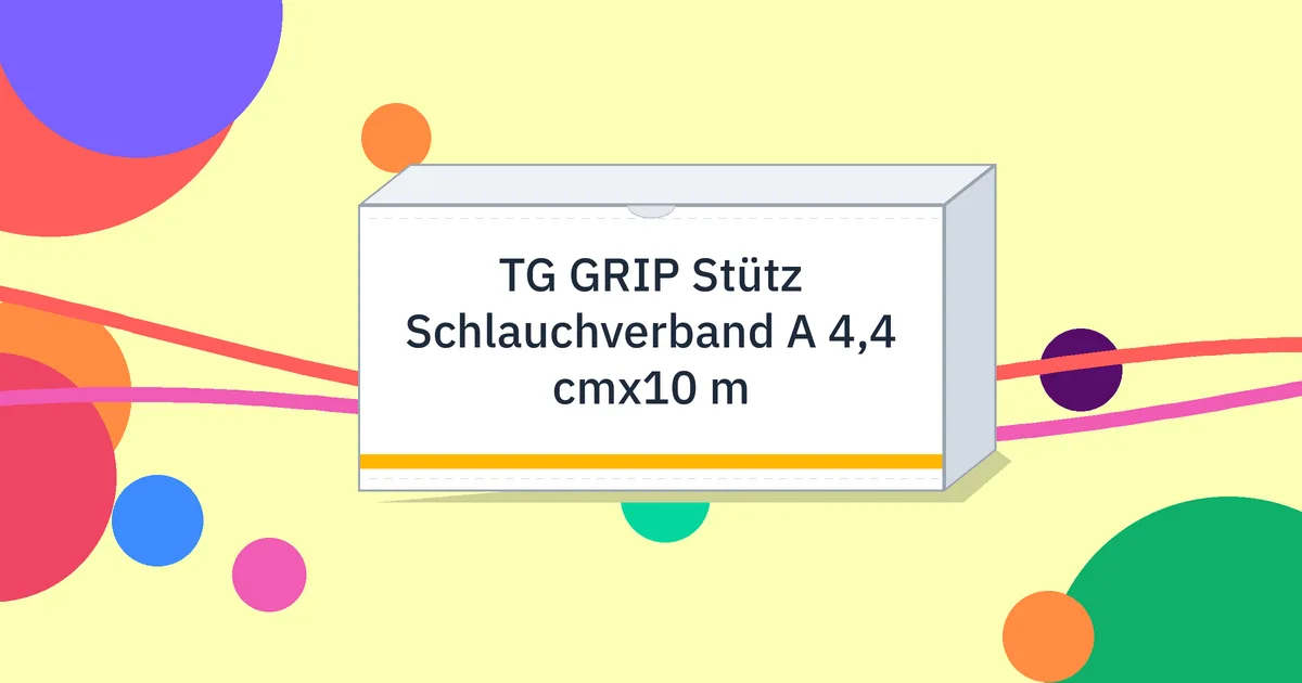 Symbolbild: Packung mit der Aufschrift TG GRIP Stütz Schlauchverband A 4,4 cmx10 m (PZN 01309366) – Verfügbarkeit und Bezug in Apotheken in Frankfurt am Main