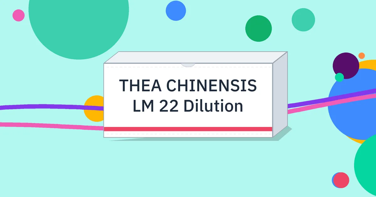 Symbolbild: Packung mit der Aufschrift THEA CHINENSIS LM 22 Dilution (PZN 13219415) – Verfügbarkeit und Bezug in Apotheken in Frankfurt am Main