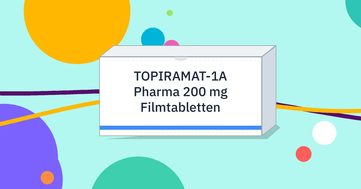 Symbolbild: Packung mit der Aufschrift TOPIRAMAT-1A Pharma 200 mg Filmtabletten (PZN 05369336) – Verfügbarkeit und Bezug in Apotheken in Frankfurt am Main