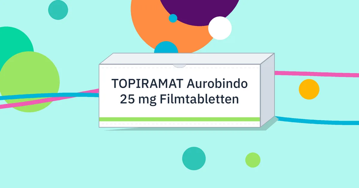 Symbolbild: Packung mit der Aufschrift TOPIRAMAT Aurobindo 25 mg Filmtabletten (PZN 09713782) – Verfügbarkeit und Bezug in Apotheken in Frankfurt am Main