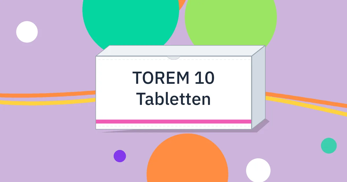 Symbolbild: Packung mit der Aufschrift TOREM 10 Tabletten (PZN 04927113) – Verfügbarkeit und Bezug in Apotheken in Frankfurt am Main
