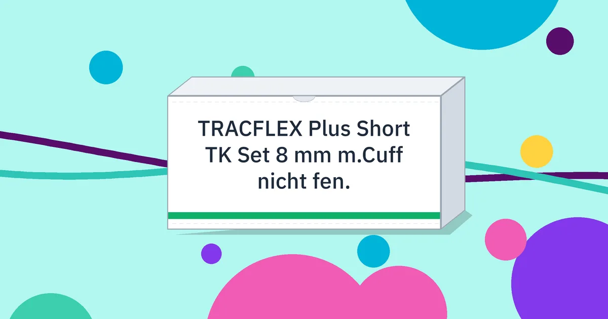 Symbolbild: Packung mit der Aufschrift TRACFLEX Plus Short TK Set 8 mm m.Cuff nicht fen. (PZN 20933981) – Verfügbarkeit und Bezug in Apotheken in Frankfurt am Main
