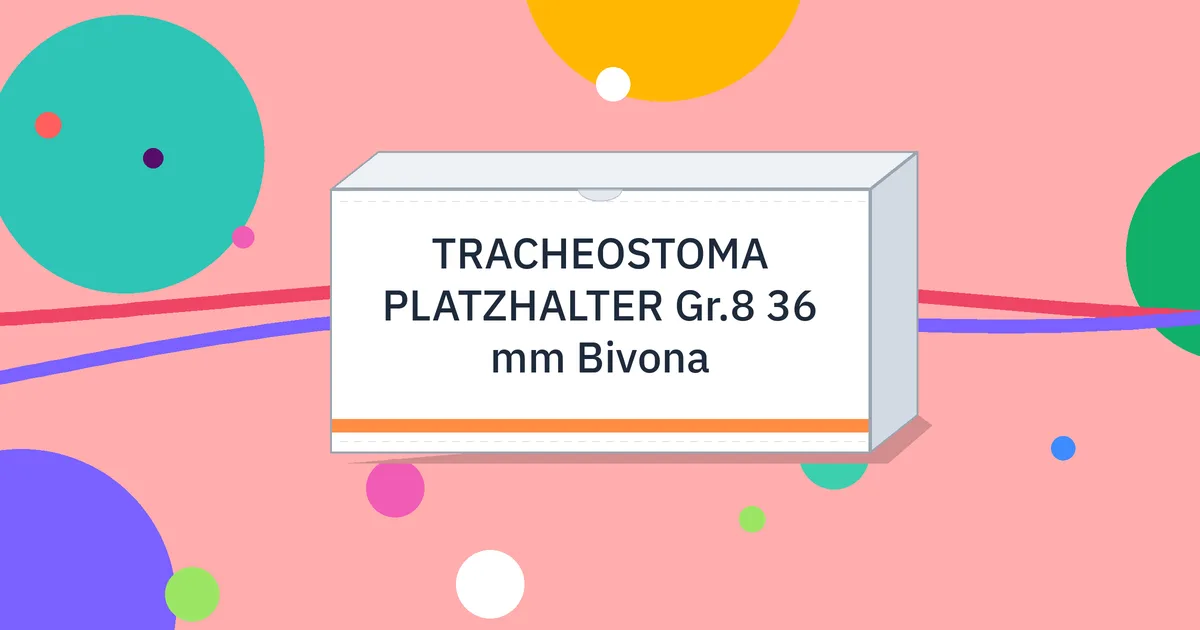 Symbolbild: Packung mit der Aufschrift TRACHEOSTOMA PLATZHALTER Gr.8 36 mm Bivona (PZN 02336135) – Verfügbarkeit und Bezug in Apotheken in Frankfurt am Main