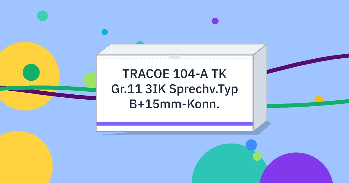 Symbolbild: Packung mit der Aufschrift TRACOE 104-A TK Gr.11 3IK Sprechv.Typ B+15mm-Konn. (PZN 02722720) – Verfügbarkeit und Bezug in Apotheken in Frankfurt am Main
