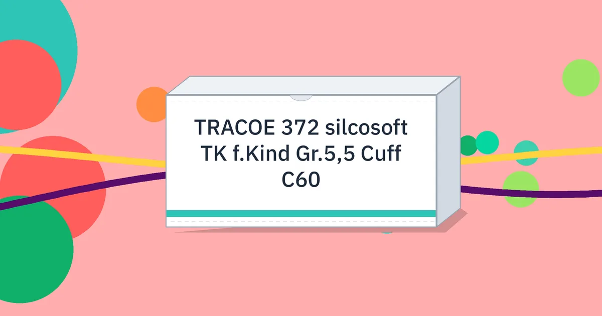 Symbolbild: Packung mit der Aufschrift TRACOE 372 silcosoft TK f.Kind Gr.5,5 Cuff C60 (PZN 14316681) – Verfügbarkeit und Bezug in Apotheken in Frankfurt am Main
