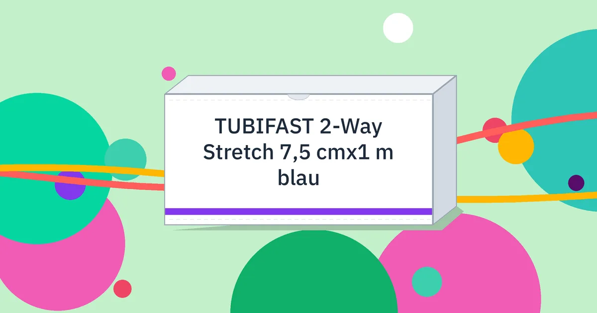 Symbolbild: Packung mit der Aufschrift TUBIFAST 2-Way Stretch 7,5 cmx1 m blau (PZN 14333863) – Verfügbarkeit und Bezug in Apotheken in Frankfurt am Main