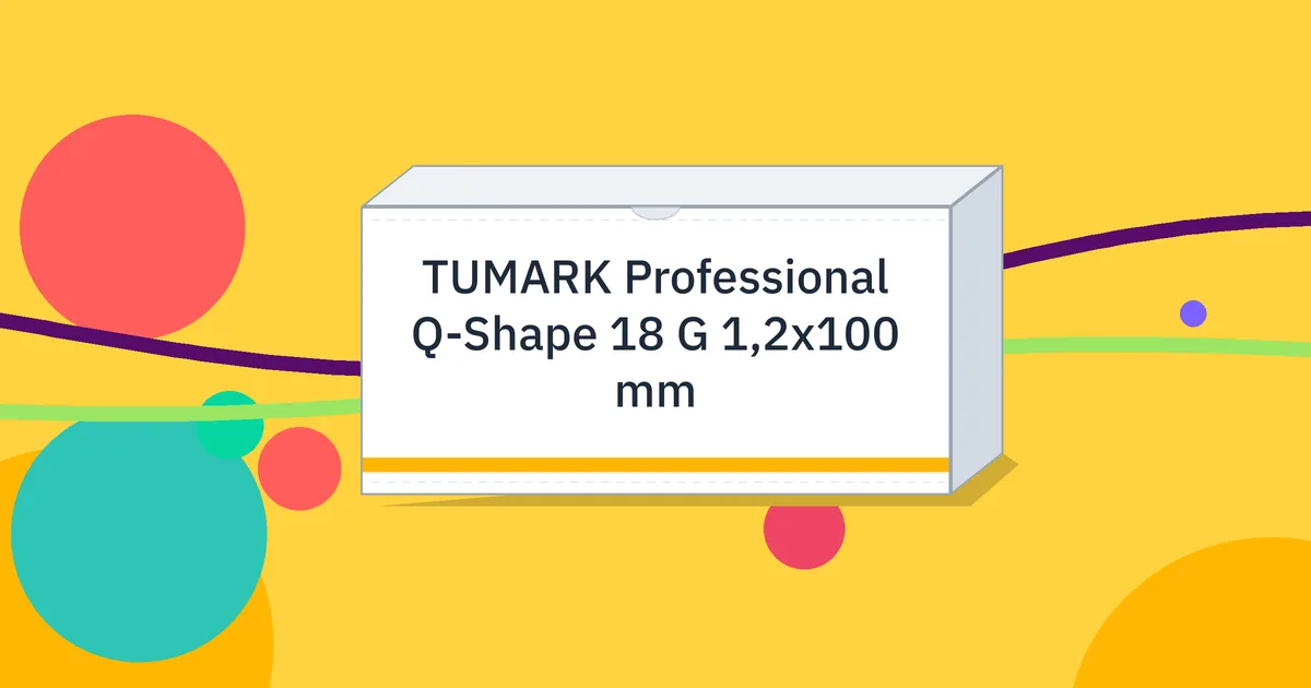 Symbolbild: Packung mit der Aufschrift TUMARK Professional Q-Shape 18 G 1,2x100 mm (PZN 20085961) – Verfügbarkeit und Bezug in Apotheken in Frankfurt am Main