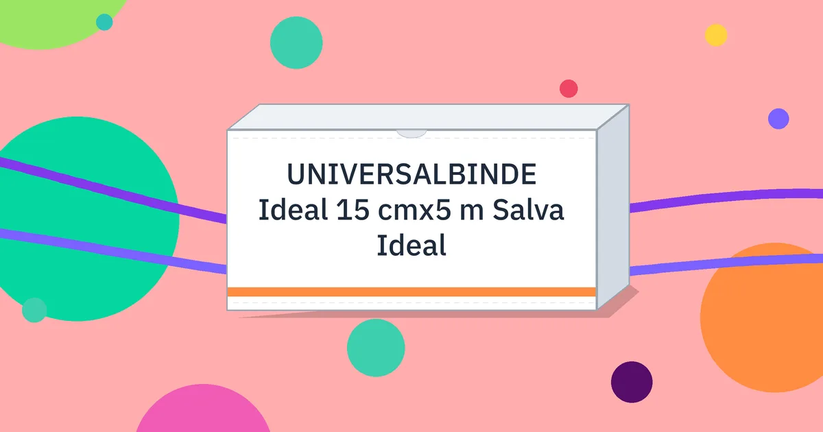 Symbolbild: Packung mit der Aufschrift UNIVERSALBINDE Ideal 15 cmx5 m Salva Ideal (PZN 10351143) – Verfügbarkeit und Bezug in Apotheken in Frankfurt am Main