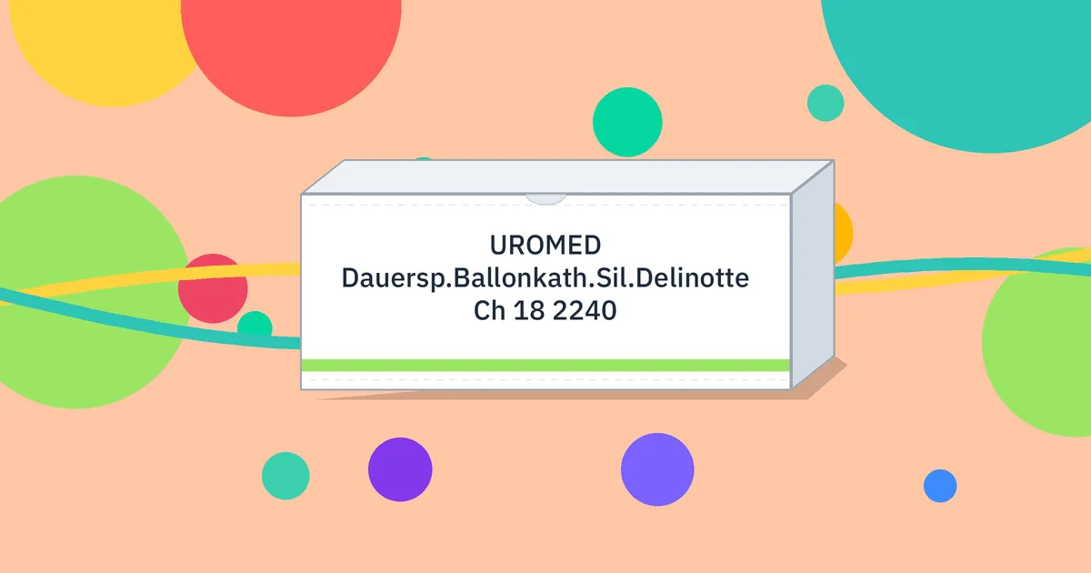 Symbolbild: Packung mit der Aufschrift UROMED Dauersp.Ballonkath.Sil.Delinotte Ch 18 2240 (PZN 04741615) – Verfügbarkeit und Bezug in Apotheken in Frankfurt am Main