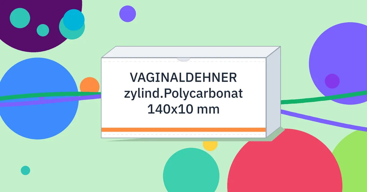 Symbolbild: Packung mit der Aufschrift VAGINALDEHNER zylind.Polycarbonat 140x10 mm (PZN 04021594) – Verfügbarkeit und Bezug in Apotheken in Frankfurt am Main