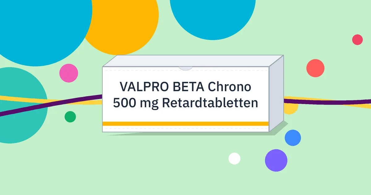 Symbolbild: Packung mit der Aufschrift VALPRO BETA Chrono 500 mg Retardtabletten (PZN 01907133) – Verfügbarkeit und Bezug in Apotheken in Frankfurt am Main