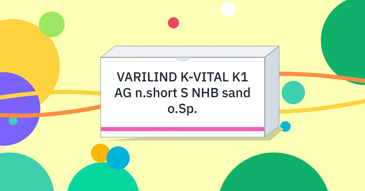 Symbolbild: Packung mit der Aufschrift VARILIND K-VITAL K1 AG n.short S NHB sand o.Sp. (PZN 20562852) – Verfügbarkeit und Bezug in Apotheken in Frankfurt am Main