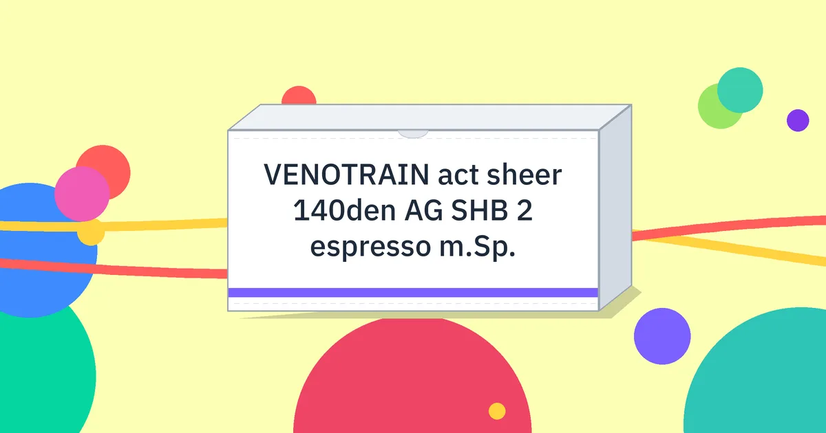 Symbolbild: Packung mit der Aufschrift VENOTRAIN act sheer 140den AG SHB 2 espresso m.Sp. (PZN 16208518) – Verfügbarkeit und Bezug in Apotheken in Frankfurt am Main