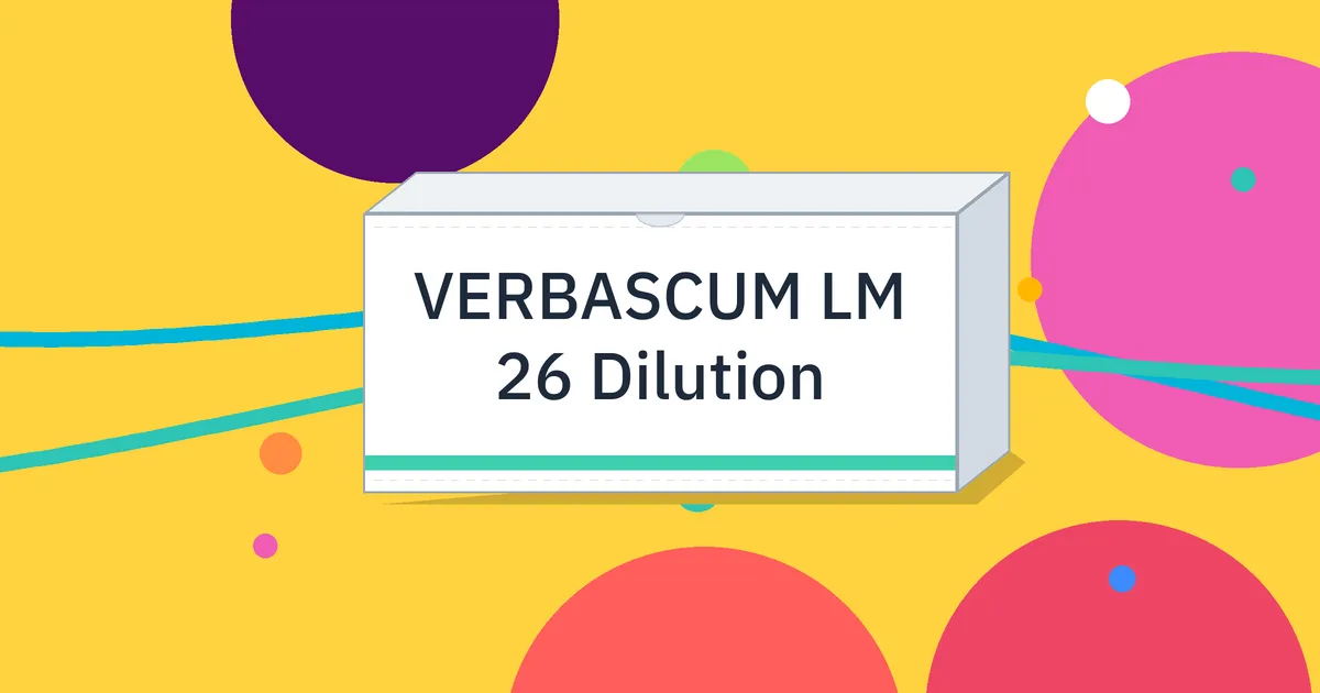 Symbolbild: Packung mit der Aufschrift VERBASCUM LM 26 Dilution (PZN 13266490) – Verfügbarkeit und Bezug in Apotheken in Frankfurt am Main