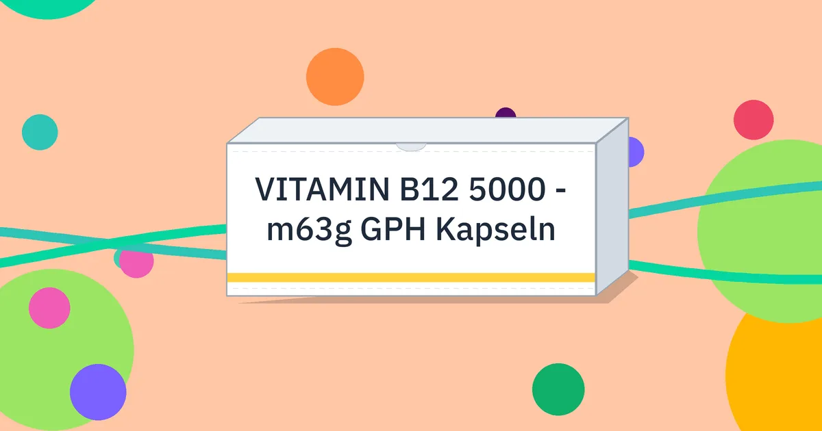 Symbolbild: Packung mit der Aufschrift VITAMIN B12 5000 -m63g GPH Kapseln (PZN 17822953) – Verfügbarkeit und Bezug in Apotheken in Frankfurt am Main