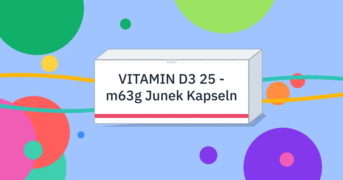 Symbolbild: Packung mit der Aufschrift VITAMIN D3 25 -m63g Junek Kapseln (PZN 04723439) – Verfügbarkeit und Bezug in Apotheken in Frankfurt am Main