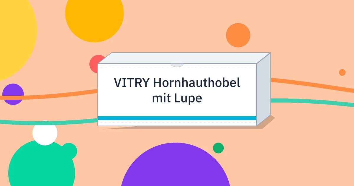 Symbolbild: Packung mit der Aufschrift VITRY Hornhauthobel mit Lupe (PZN 05111891) – Verfügbarkeit und Bezug in Apotheken in Frankfurt am Main