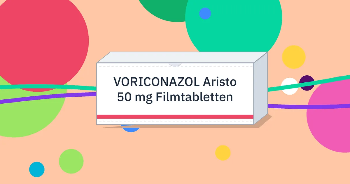 Symbolbild: Packung mit der Aufschrift VORICONAZOL Aristo 50 mg Filmtabletten (PZN 11807361) – Verfügbarkeit und Bezug in Apotheken in Frankfurt am Main