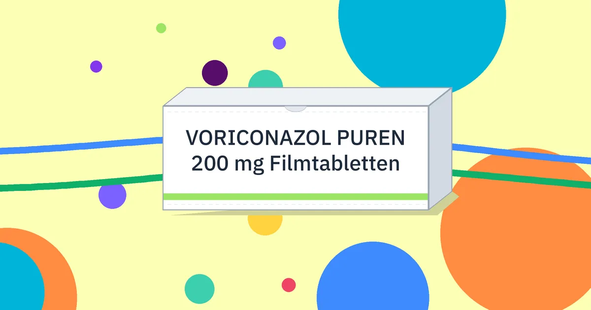 Symbolbild: Packung mit der Aufschrift VORICONAZOL PUREN 200 mg Filmtabletten (PZN 11675155) – Verfügbarkeit und Bezug in Apotheken in Frankfurt am Main