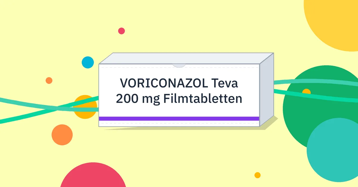 Symbolbild: Packung mit der Aufschrift VORICONAZOL Teva 200 mg Filmtabletten (PZN 20012577) – Verfügbarkeit und Bezug in Apotheken in Frankfurt am Main