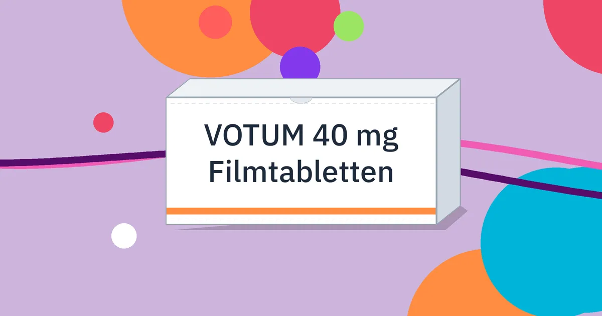Symbolbild: Packung mit der Aufschrift VOTUM 40 mg Filmtabletten (PZN 02170172) – Verfügbarkeit und Bezug in Apotheken in Frankfurt am Main