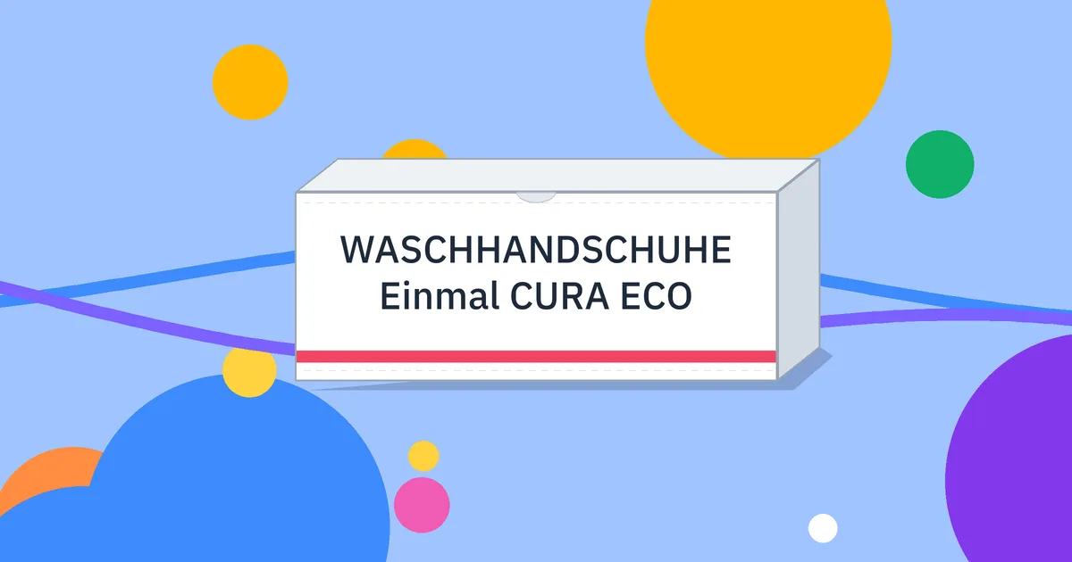 Symbolbild: Packung mit der Aufschrift WASCHHANDSCHUHE Einmal CURA ECO (PZN 19791547) – Verfügbarkeit und Bezug in Apotheken in Frankfurt am Main