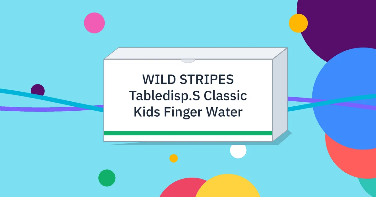 Symbolbild: Packung mit der Aufschrift WILD STRIPES Tabledisp.S Classic Kids Finger Water (PZN 19630063) – Verfügbarkeit und Bezug in Apotheken in Frankfurt am Main