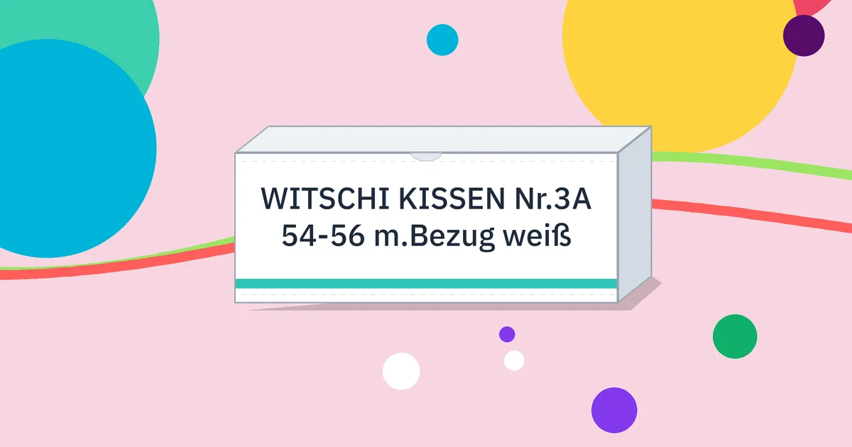 Symbolbild: Packung mit der Aufschrift WITSCHI KISSEN Nr.3A 54-56 m.Bezug weiß (PZN 00627331) – Verfügbarkeit und Bezug in Apotheken in Frankfurt am Main