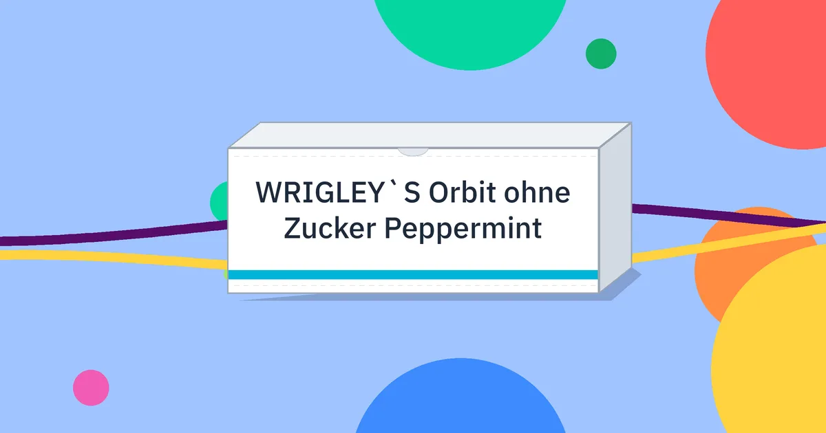 Symbolbild: Packung mit der Aufschrift WRIGLEY`S Orbit ohne Zucker Peppermint (PZN 10528794) – Verfügbarkeit und Bezug in Apotheken in Frankfurt am Main