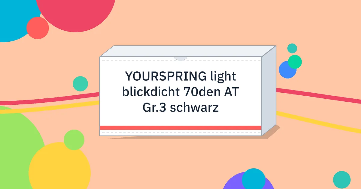 Symbolbild: Packung mit der Aufschrift YOURSPRING light blickdicht 70den AT Gr.3 schwarz (PZN 18056745) – Verfügbarkeit und Bezug in Apotheken in Frankfurt am Main