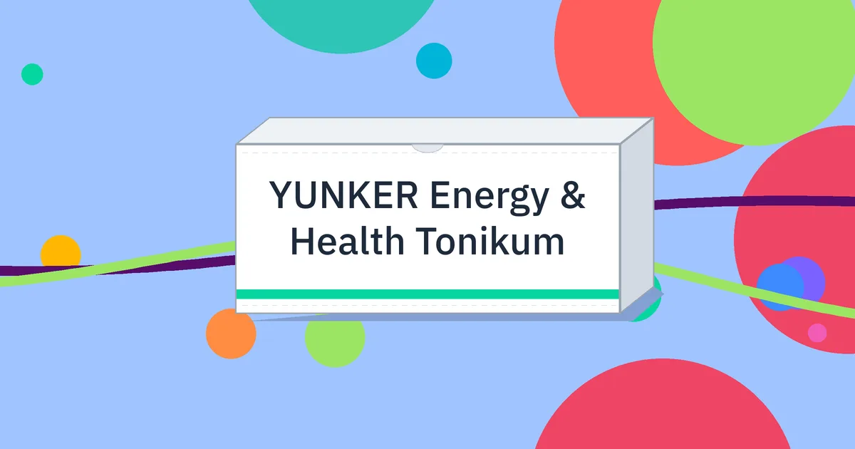 Symbolbild: Packung mit der Aufschrift YUNKER Energy & Health Tonikum (PZN 07411344) – Verfügbarkeit und Bezug in Apotheken in Frankfurt am Main
