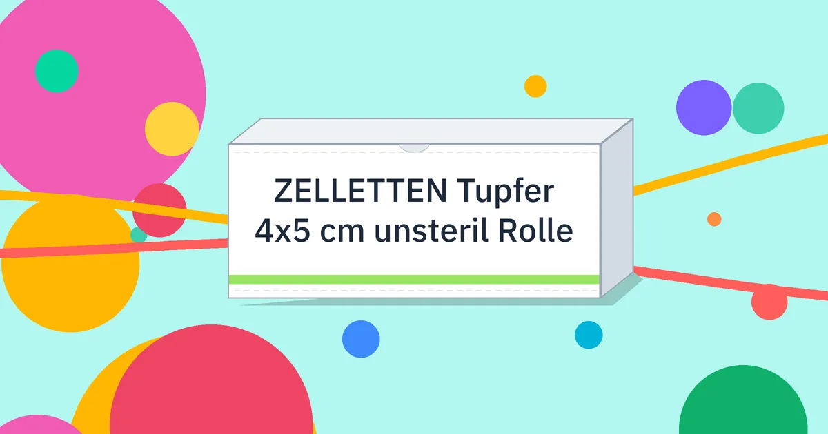 Symbolbild: Packung mit der Aufschrift ZELLETTEN Tupfer 4x5 cm unsteril Rolle (PZN 18363424) – Verfügbarkeit und Bezug in Apotheken in Frankfurt am Main