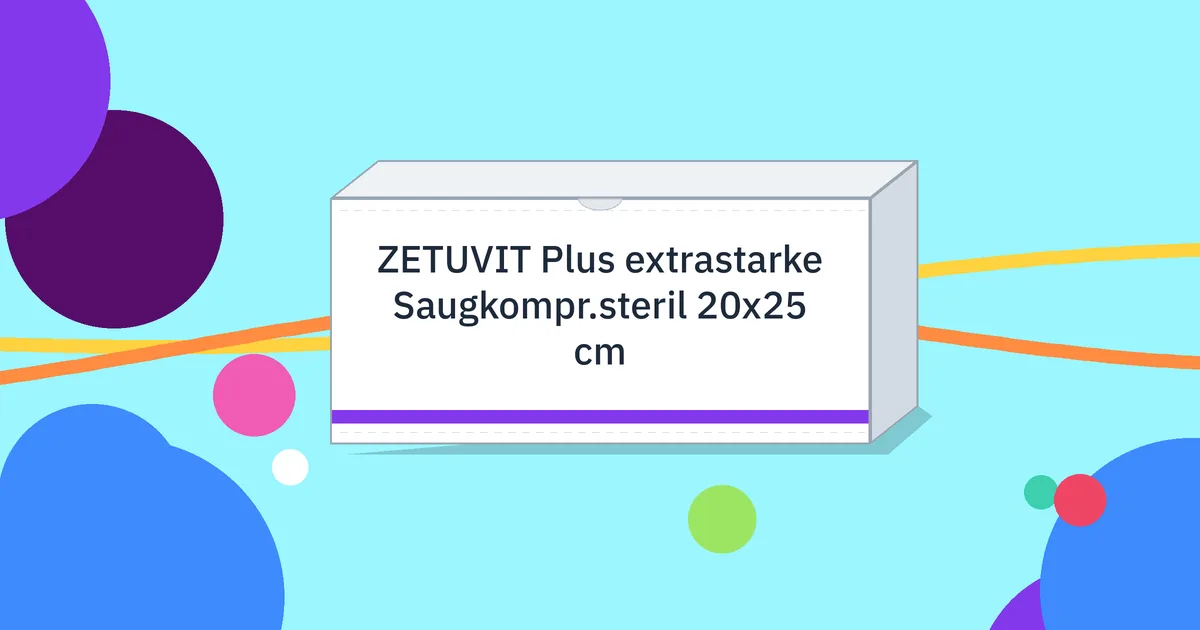Symbolbild: Packung mit der Aufschrift ZETUVIT Plus extrastarke Saugkompr.steril 20x25 cm (PZN 12904994) – Verfügbarkeit und Bezug in Apotheken in Frankfurt am Main