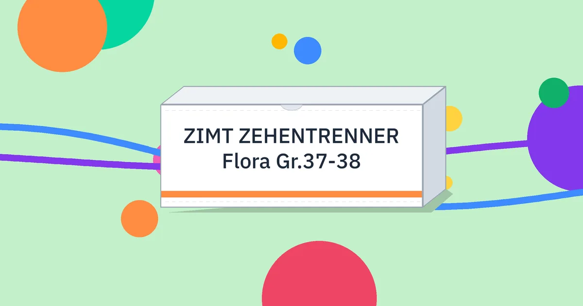Symbolbild: Packung mit der Aufschrift ZIMT ZEHENTRENNER Flora Gr.37-38 (PZN 13881249) – Verfügbarkeit und Bezug in Apotheken in Frankfurt am Main