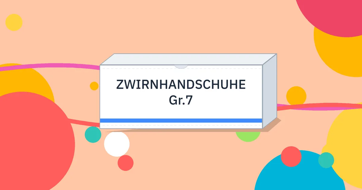 Symbolbild: Packung mit der Aufschrift ZWIRNHANDSCHUHE Gr.7 (PZN 08898503) – Verfügbarkeit und Bezug in Apotheken in Frankfurt am Main